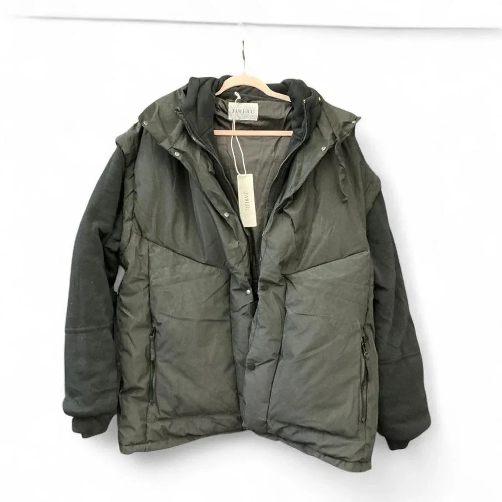 Jackets & Coats | Jaweru Black Puffer Jacket W Hood Xl | Poshmark